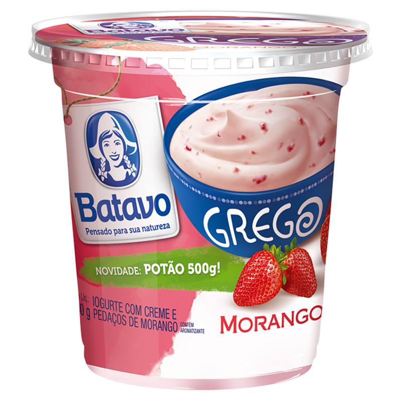 Iogurte Grego Batavo 450g Morango é aqui na Barcelos