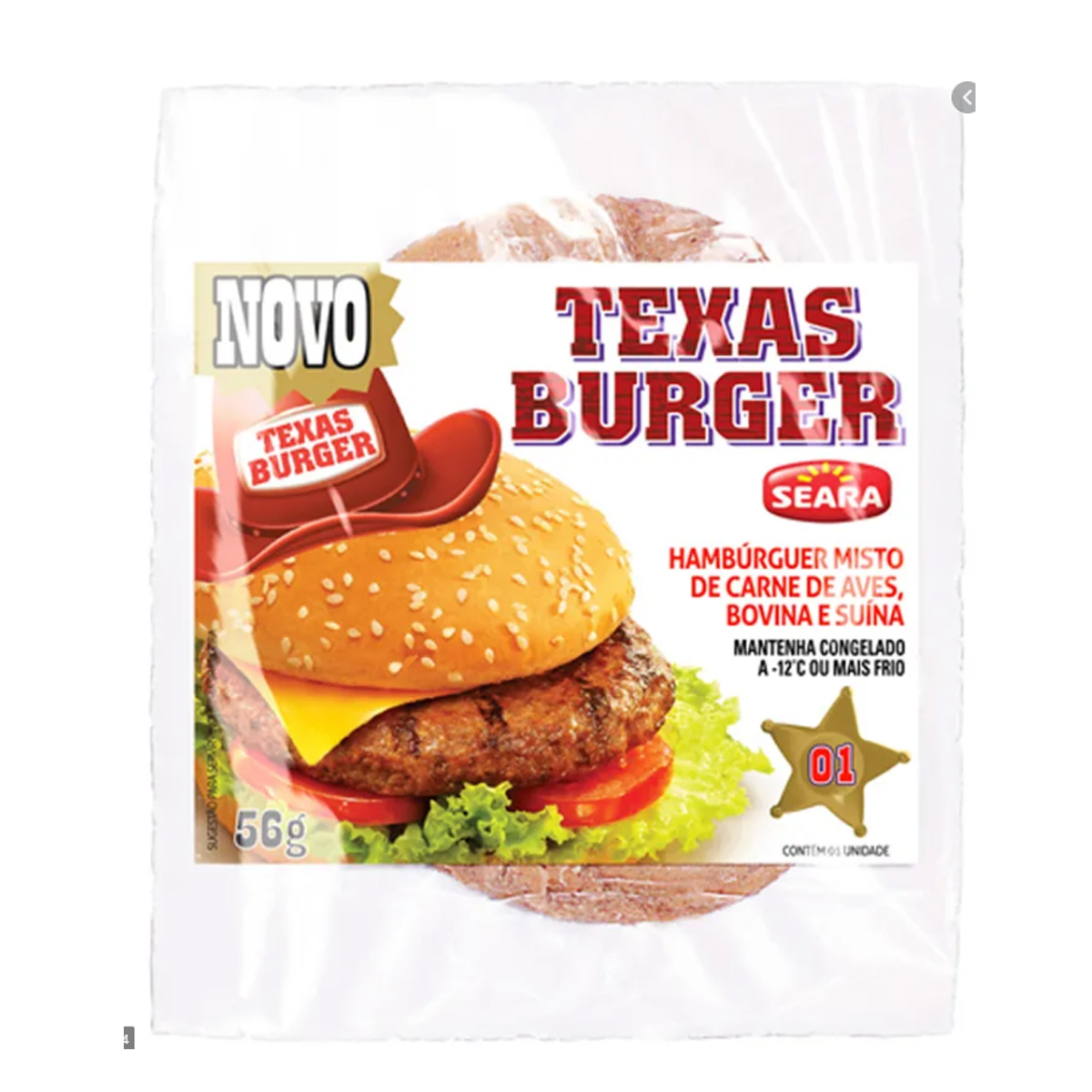 Hamburg.bov.texas Burger 56g é aqui na Barcelos