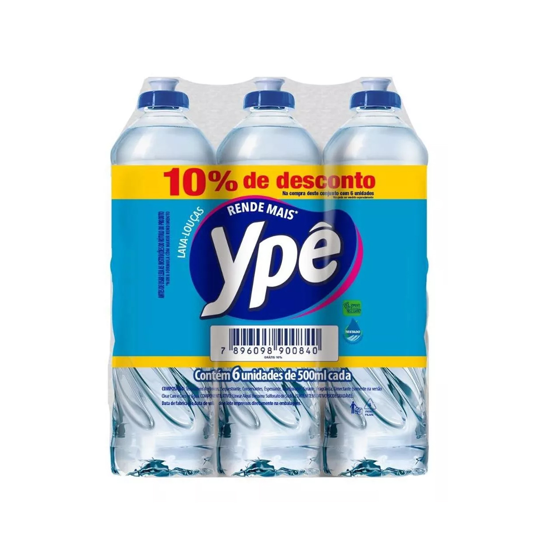 Detergente Ype 500ml 10% Desc. Pack C/6 Clear é aqui na Barcelos