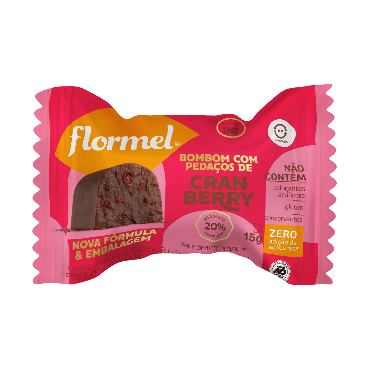 Bombom Flormel 15g Cranberry é aqui na Barcelos