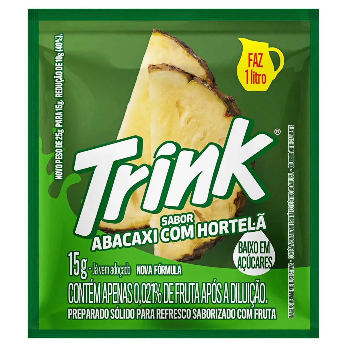 Refresco em Po Trink 15g Abacaxi/hortela é aqui na Barcelos