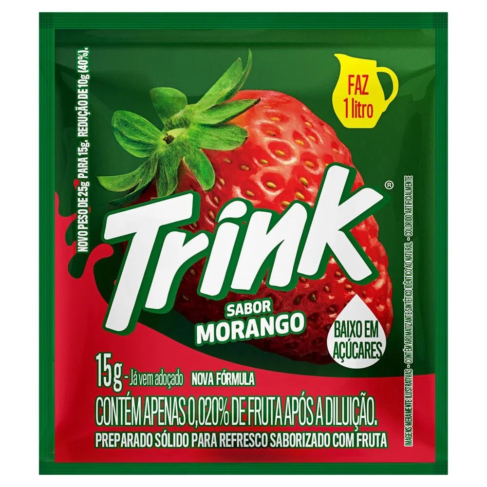 Refresco em Po Trink 15g Morango é aqui na Barcelos
