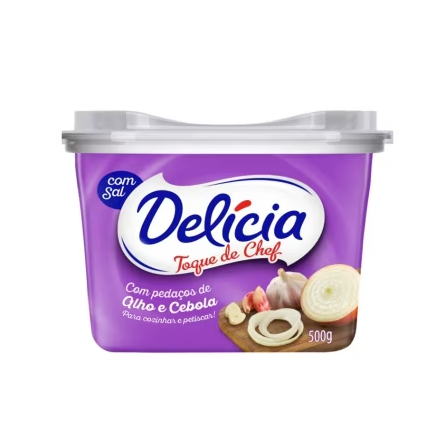 Margarina C/sal Delicia T.chef 500g Alho/cebola é aqui na Barcelos