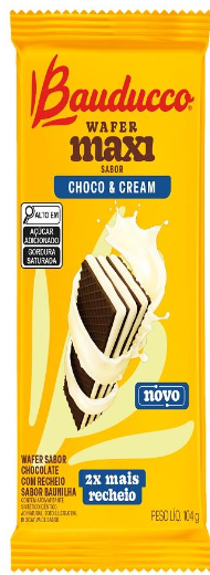 Biscoito Wafer Maxi Bauducco 104g Choco & Cream é aqui na Barcelos